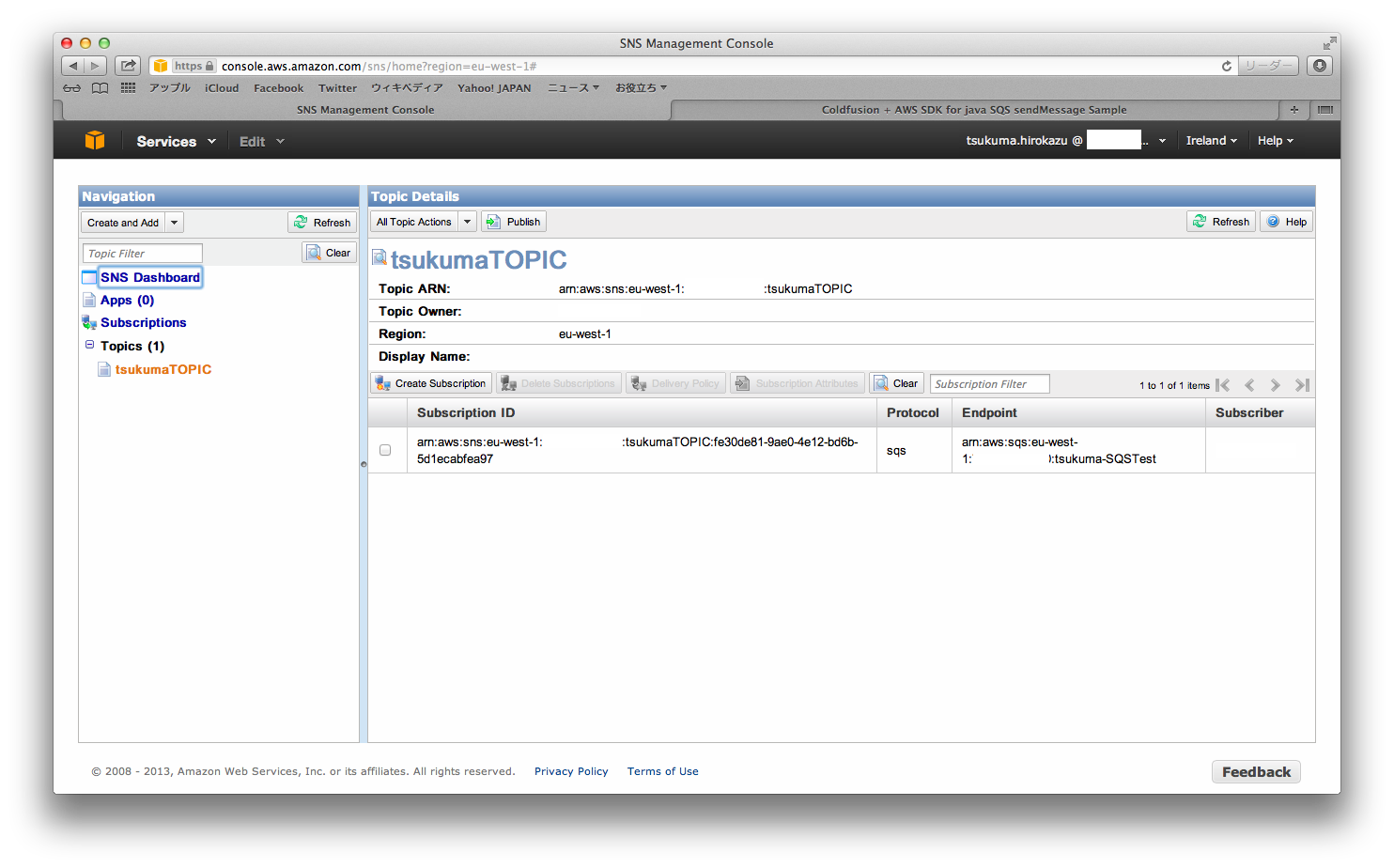 Amazon SNSをColdFusion10とAWS SDK for javaの組み合わせで操作する #2 | publish | DevelopersIO