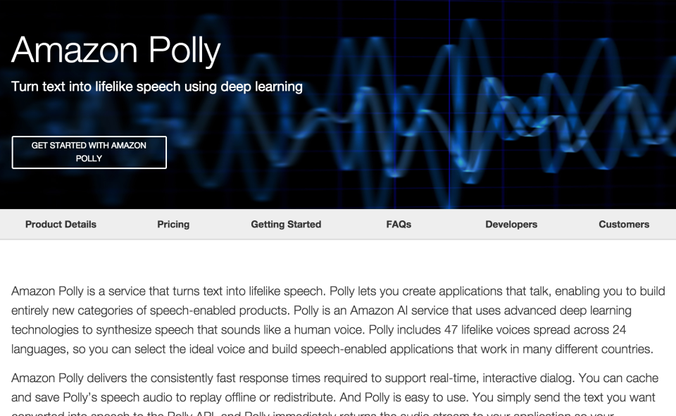 [新サービス]テキスト読み上げサービス「Amazon Polly」がリリースされました！ #reinvent | DevelopersIO