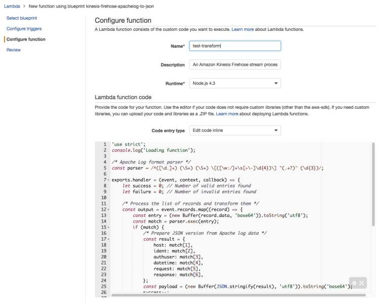 【新機能】Amazon Kinesis FirehoseにAmazon Lambdaを使ったデータ変換機能が追加。Apacheログが簡単にJSON形式に変換可能に！ | DevelopersIO
