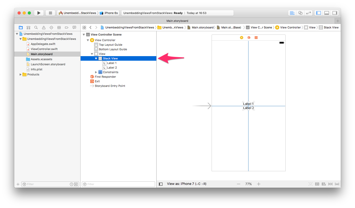 [Xcode] 「Unembed」メニューを使用してスタックビューを取り除く | DevelopersIO