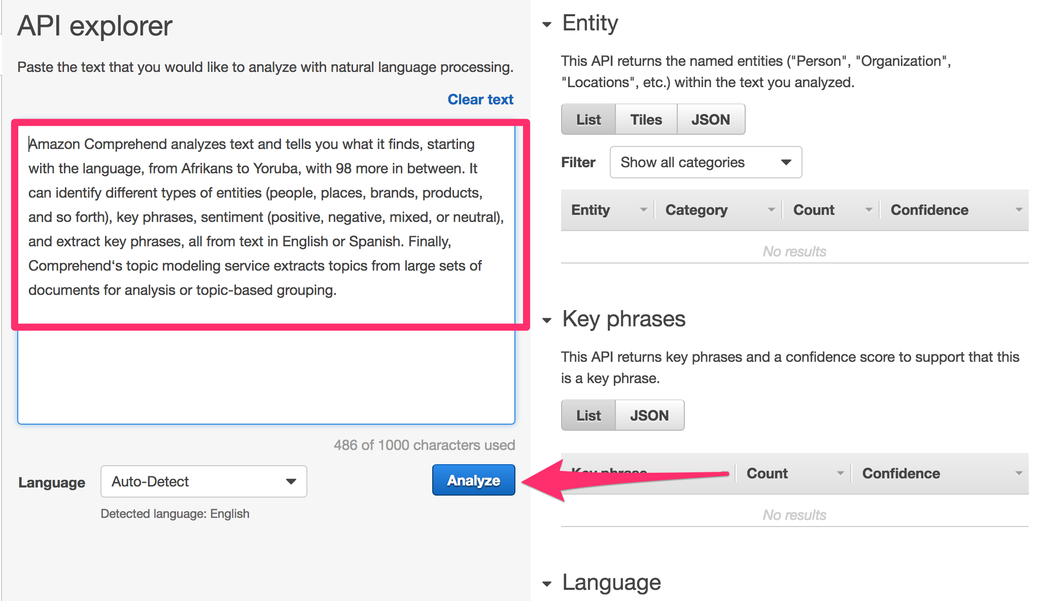 Amazon ComprehendのAPI explorerを使ってみる #reinvent | DevelopersIO