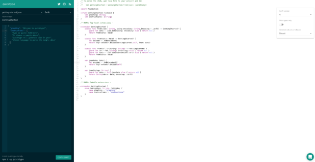 圧倒的捗り！！JSONデータからモデルを自動生成してくれるquicktypeが便利すぎるので紹介してみる | DevelopersIO