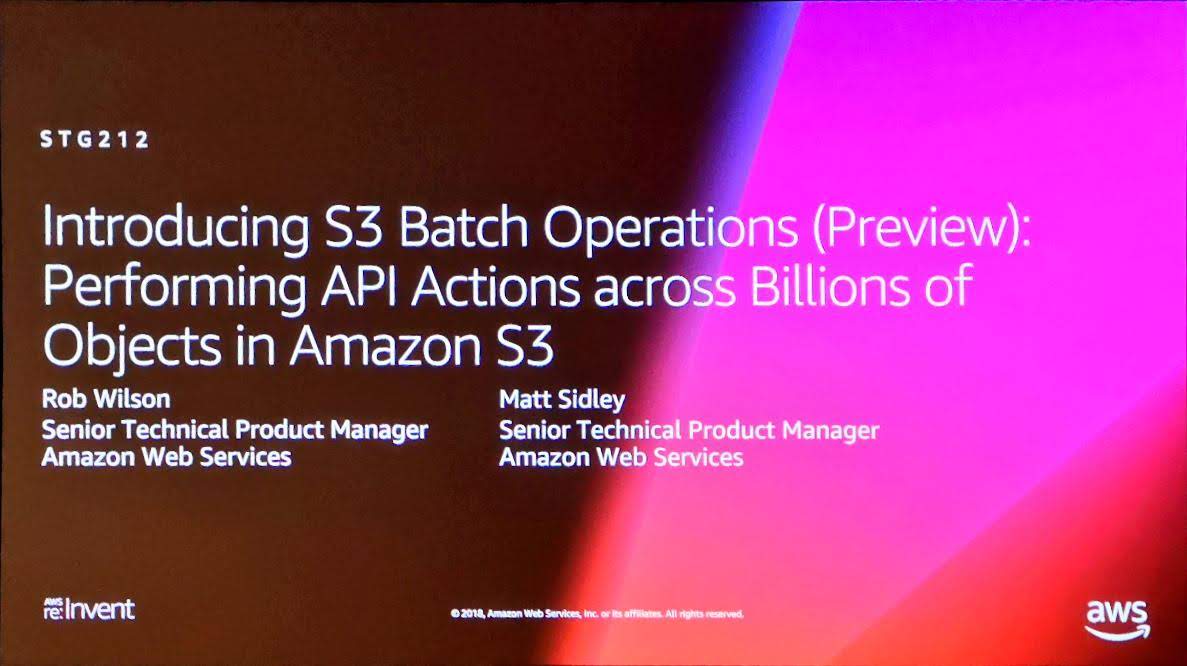 [レポート] STG212: S3 Batch Operationsの機能紹介 #reinvent | DevelopersIO