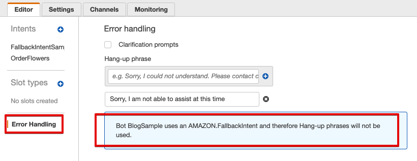[Amazon Lex] AMAZON.FallbackIntentを利用すると自由自在なエラー制御が可能になる | DevelopersIO