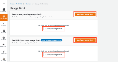 [新機能] Amazon Redshift SpectrumやConcurrency Scalingに使用上限をつけて、通知や利用停止できる『Usage limit details』を試してみ ...