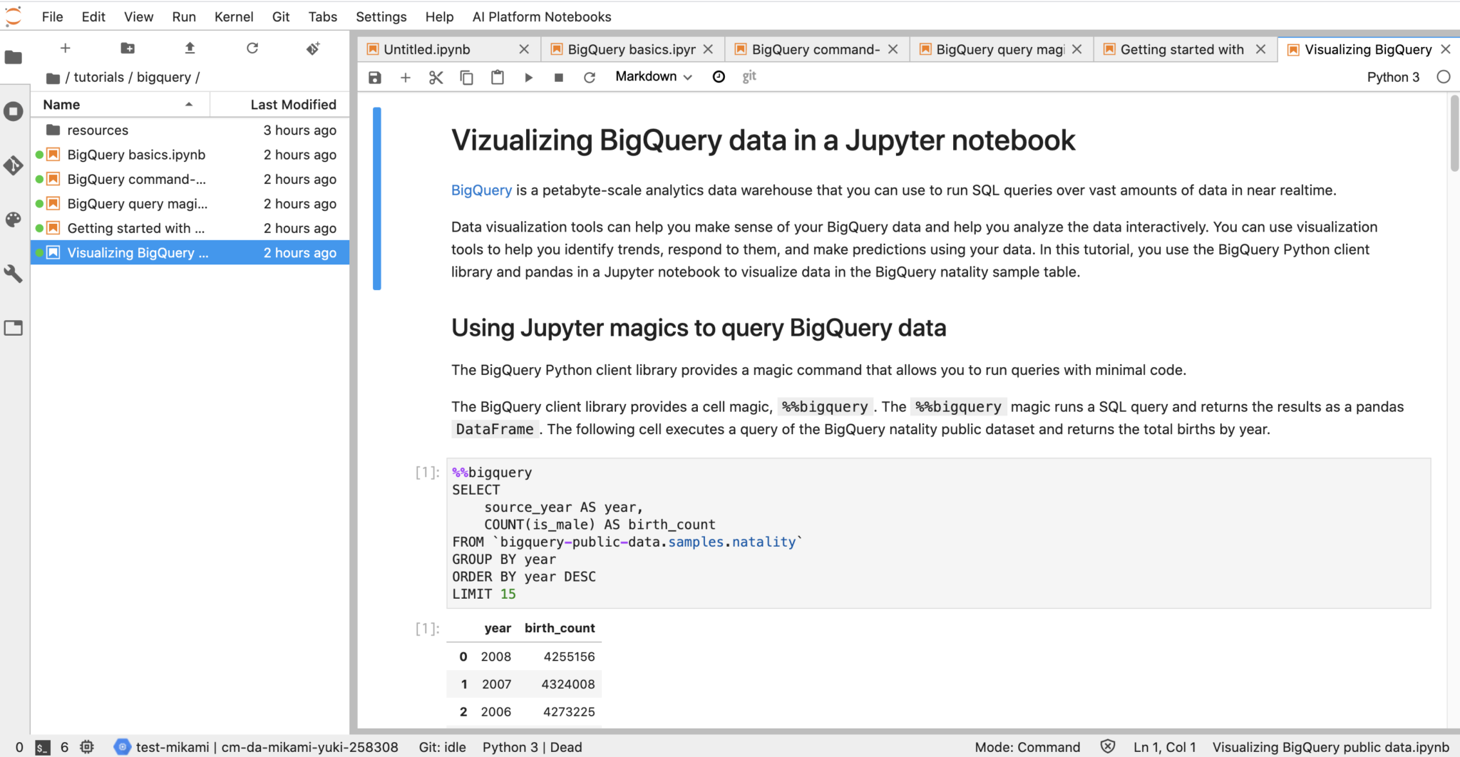 AI Platform Notebooks を使って、さくっとノートブック環境を立ち上げて BigQuery にアクセスしてみた | DevelopersIO