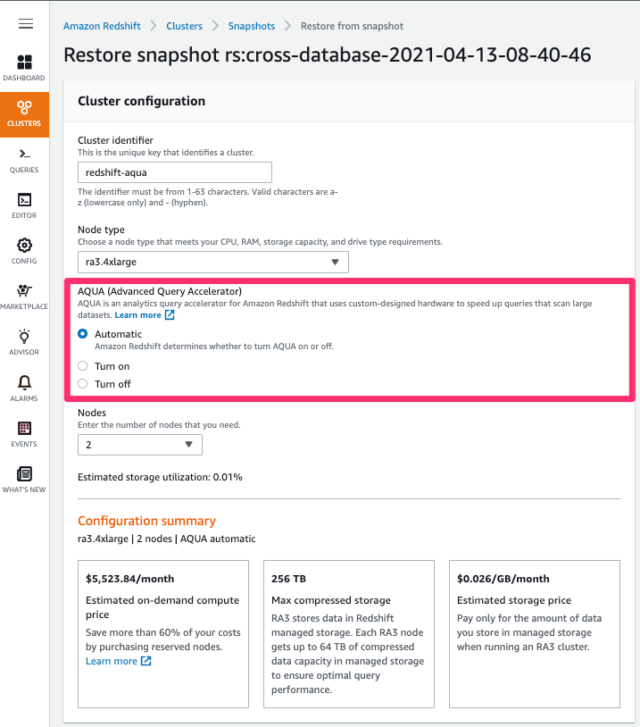 [New features] Advanced Query Accelerator (AQUA) for Amazon Redshift is ...
