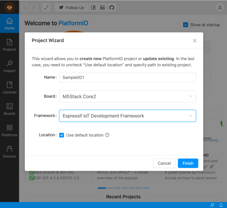 Visual Studio Code + PlatformIO 環境で M5Stack Core2 for AWS でHello Worldし ...
