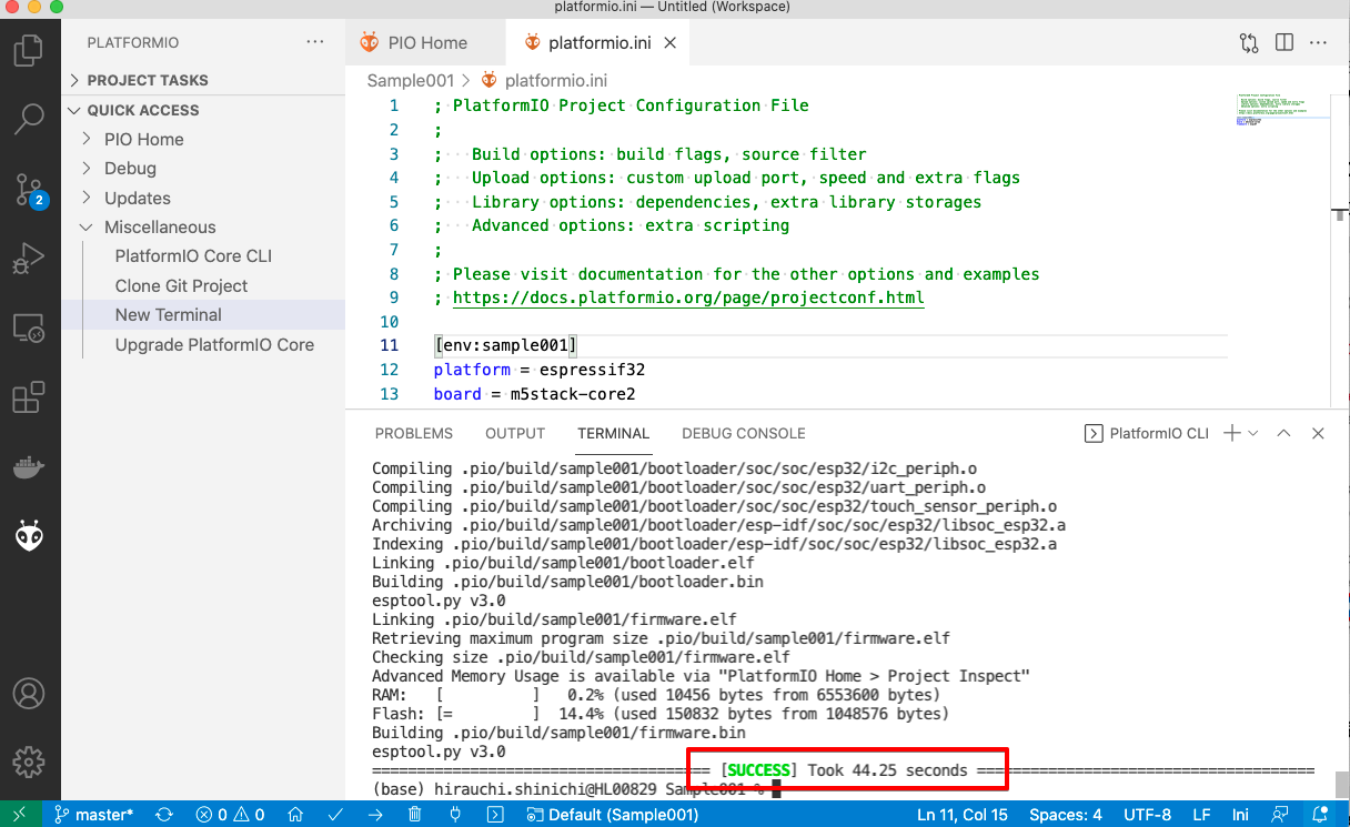 Visual Studio Code + PlatformIO 環境で M5Stack Core2 for AWS でHello Worldしてみました | DevelopersIO