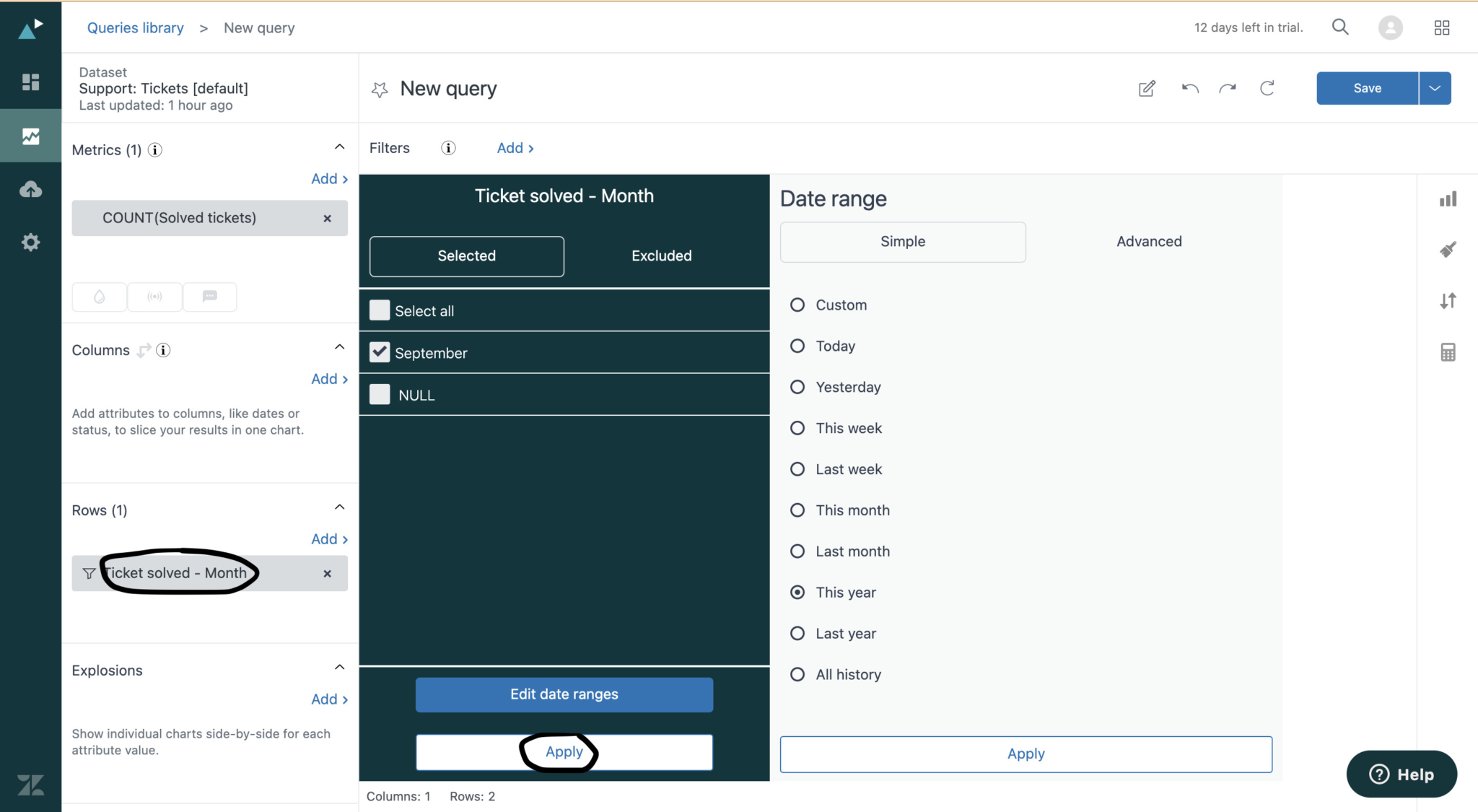 Zendesk Explore 1ヶ月で解決したチケットと完全解決のQueryについて | DevelopersIO