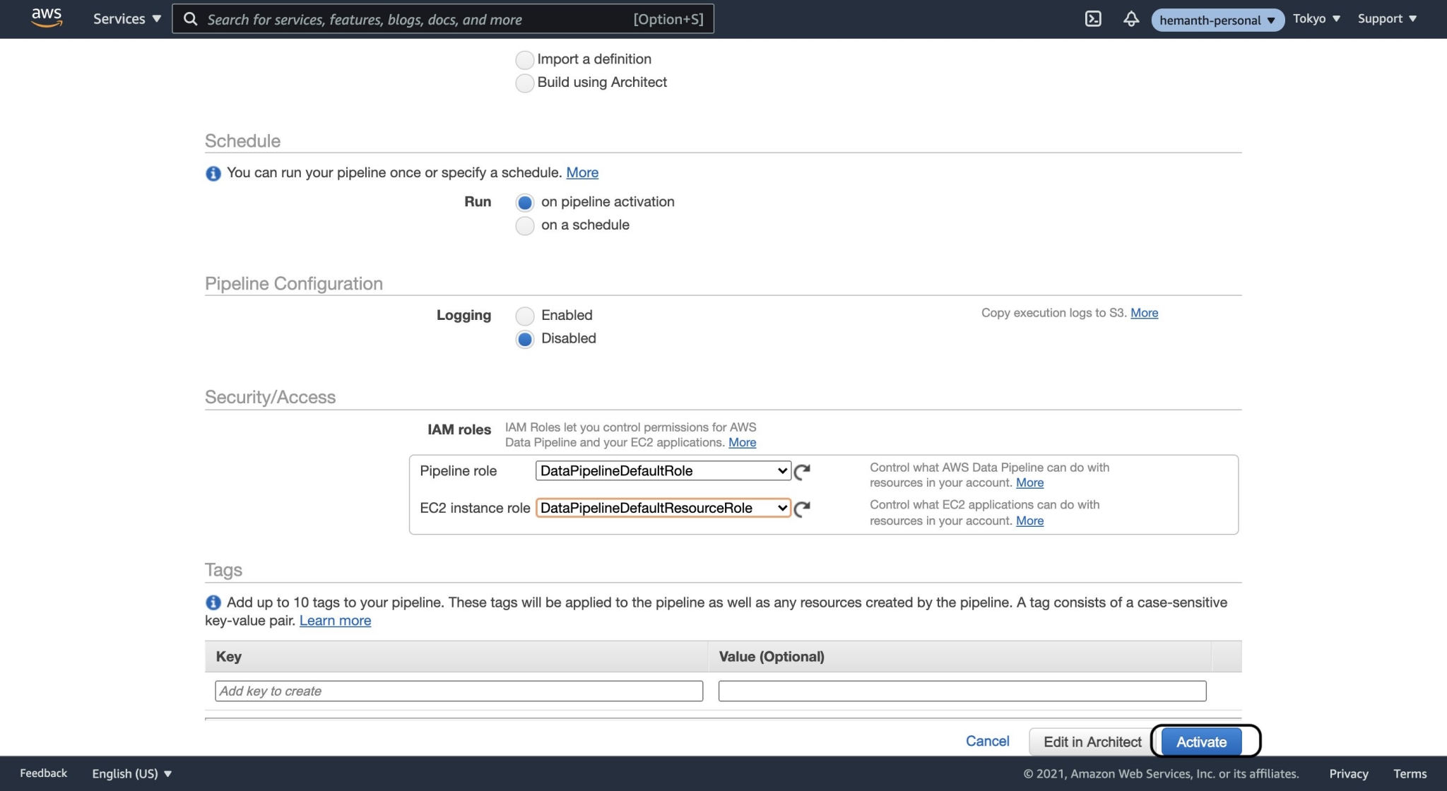Movement of Data From DynamoDB to S3 using DataPipeline | DevelopersIO