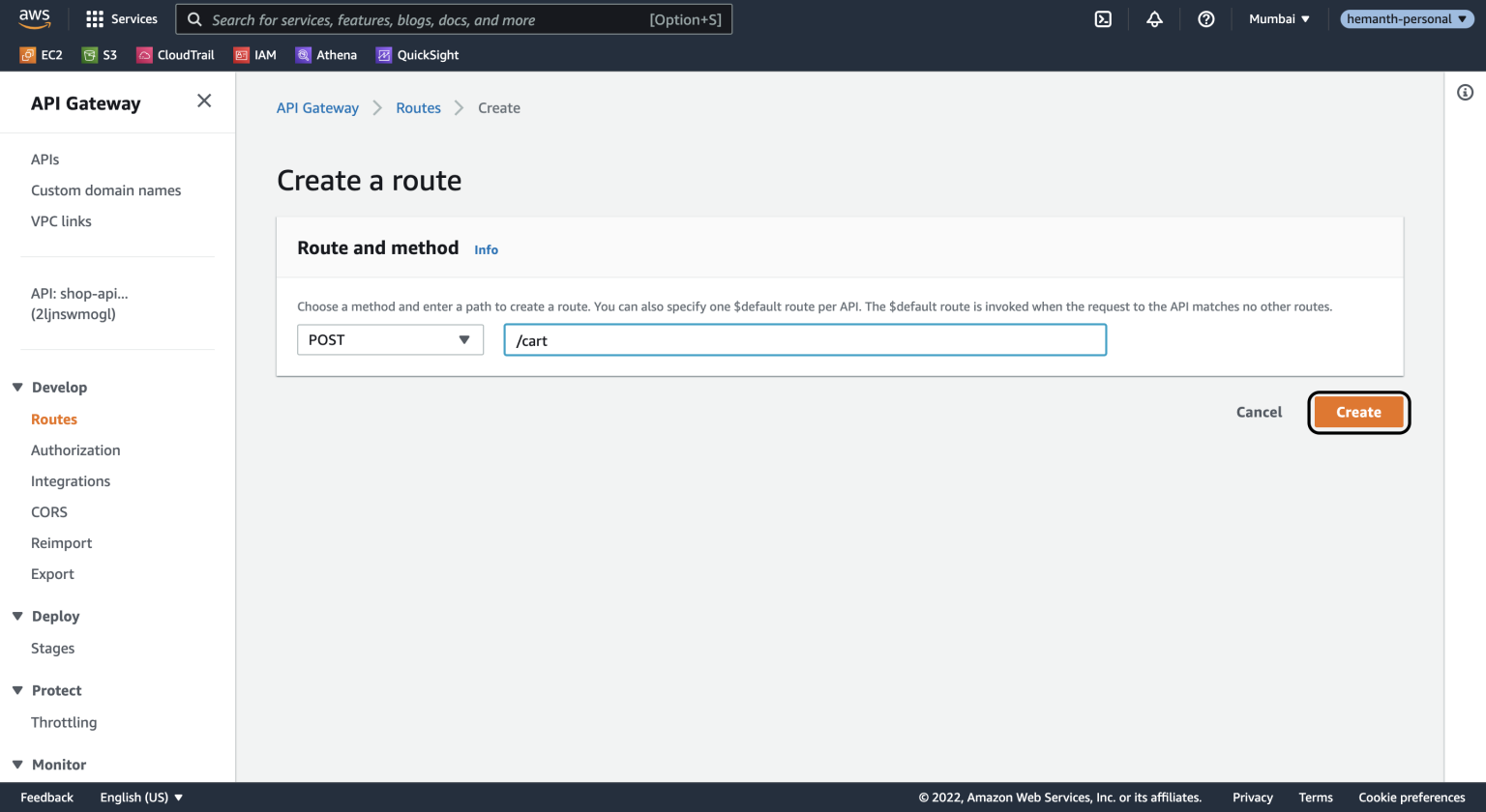 Creating A Shop Api Of Post Cart Items With Postman Lambda And Api
