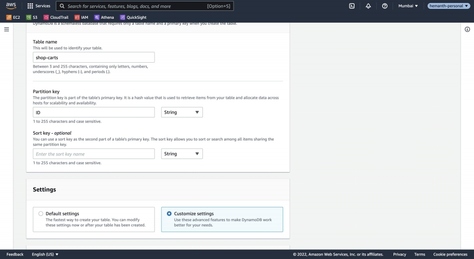 Creating An Shop Api Of Post Cart Items Into Dynamodb Via Postman
