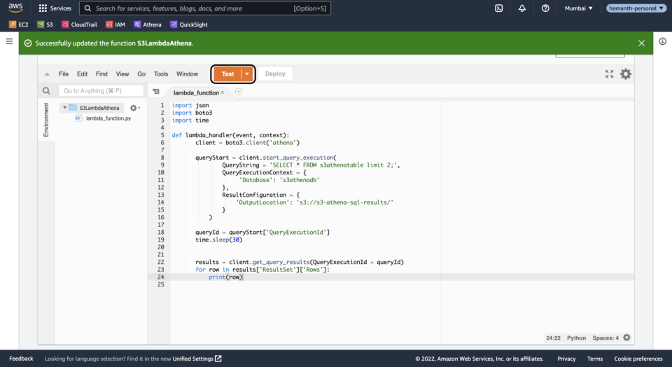 Querying AWS Athena using a Lambda Function | DevelopersIO