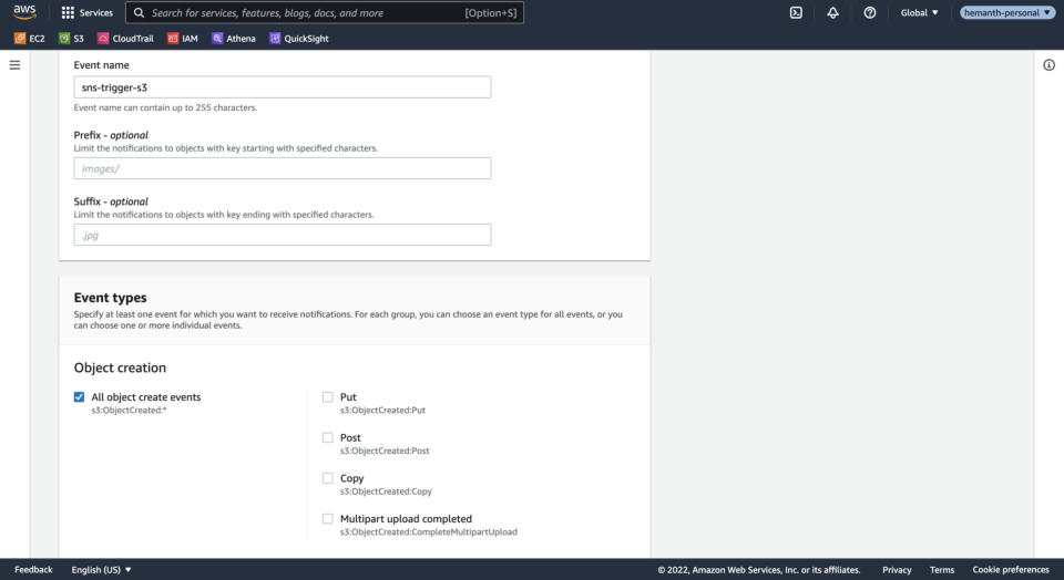 Email Notification using SNS and S3 event notification when Object is Uploaded in a S3 bucket ...