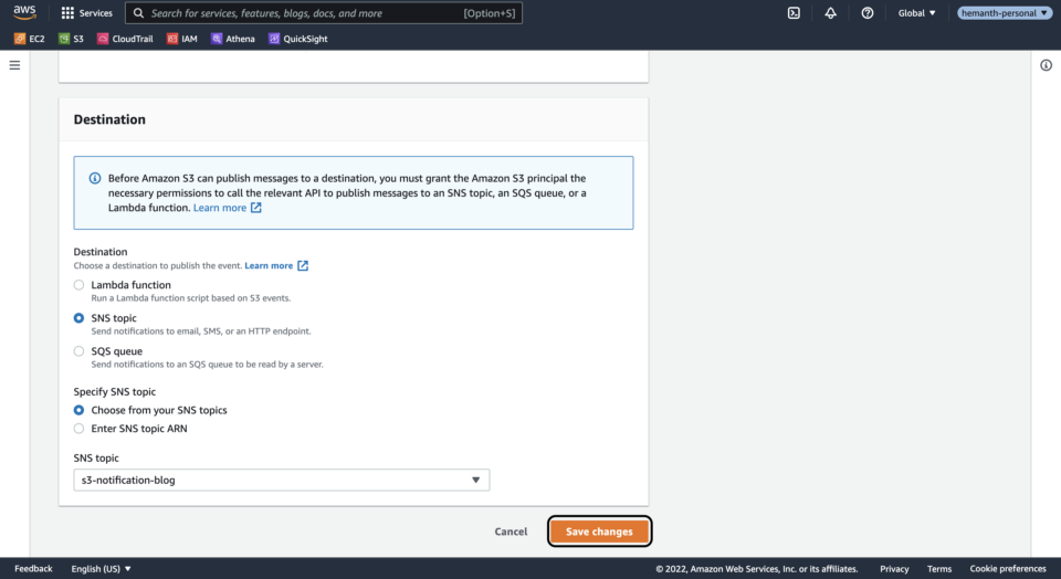 Email Notification using SNS and S3 event notification when Object is Uploaded in a S3 bucket ...