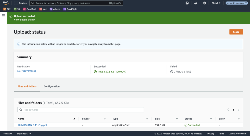 Email Notification using SNS and S3 event notification when Object is Uploaded in a S3 bucket ...