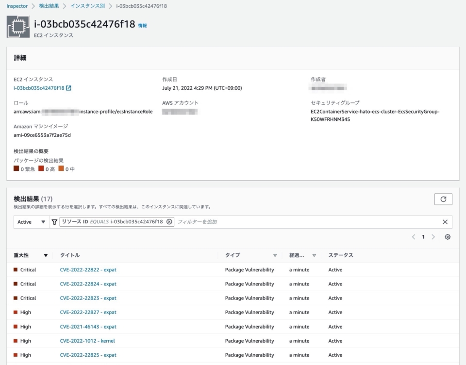 Amazon Inspector v2 で EKS のノード（EC2）をスキャンしてみた | DevelopersIO