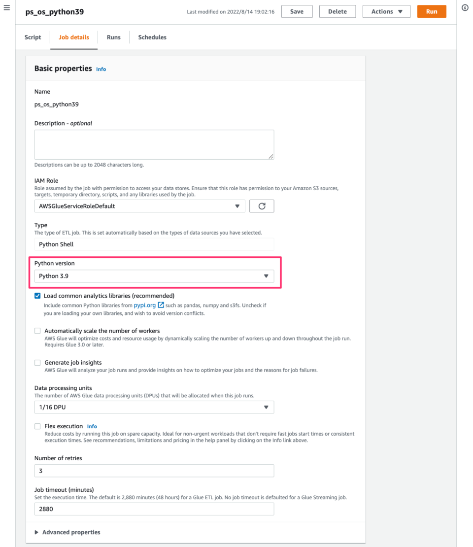 [アップデート] AWS Glue Python Shellがプリロードライブラリを備えた Python 3.9環境、追加ライブラリのインストールを実際に試してみました！ | DevelopersIO
