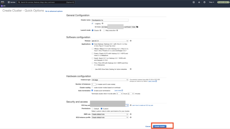 I tried Creating Amazon EMR Cluster | DevelopersIO