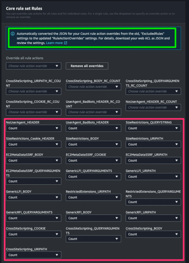 【アップデート】AWS WAFv2でAWSマネージドルールグループ内のルールのアクションが個別に変更できるようになりました ...