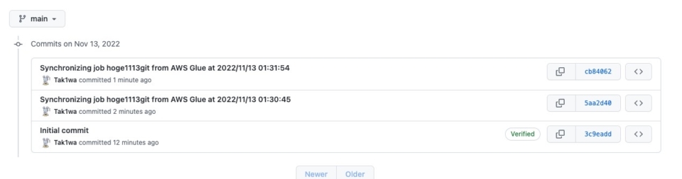 AWS Glue の Git 統合で最新以外のコミットを指定してジョブを更新出来るか確認してみた | DevelopersIO