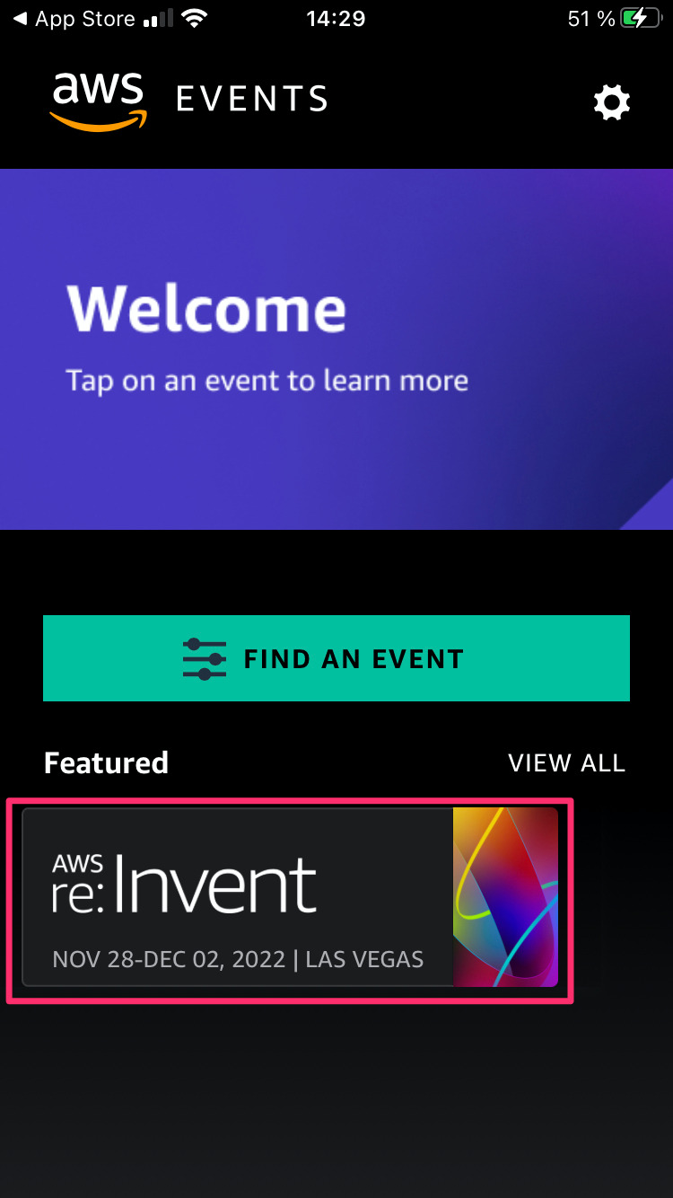 AWS re:Invent 2022 AWS Events アプリをインストールしました #reinvent | DevelopersIO