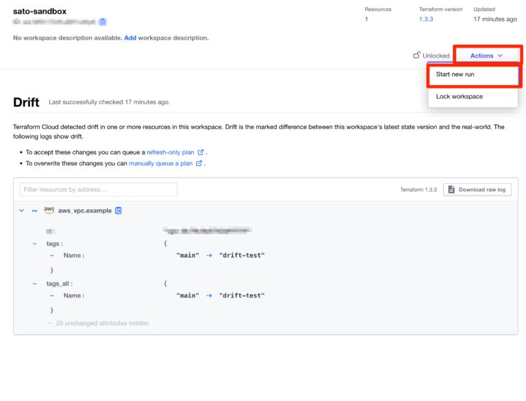 Terraform CloudでAWSリソースの手動変更を検出してみる(Drift Detection) | DevelopersIO