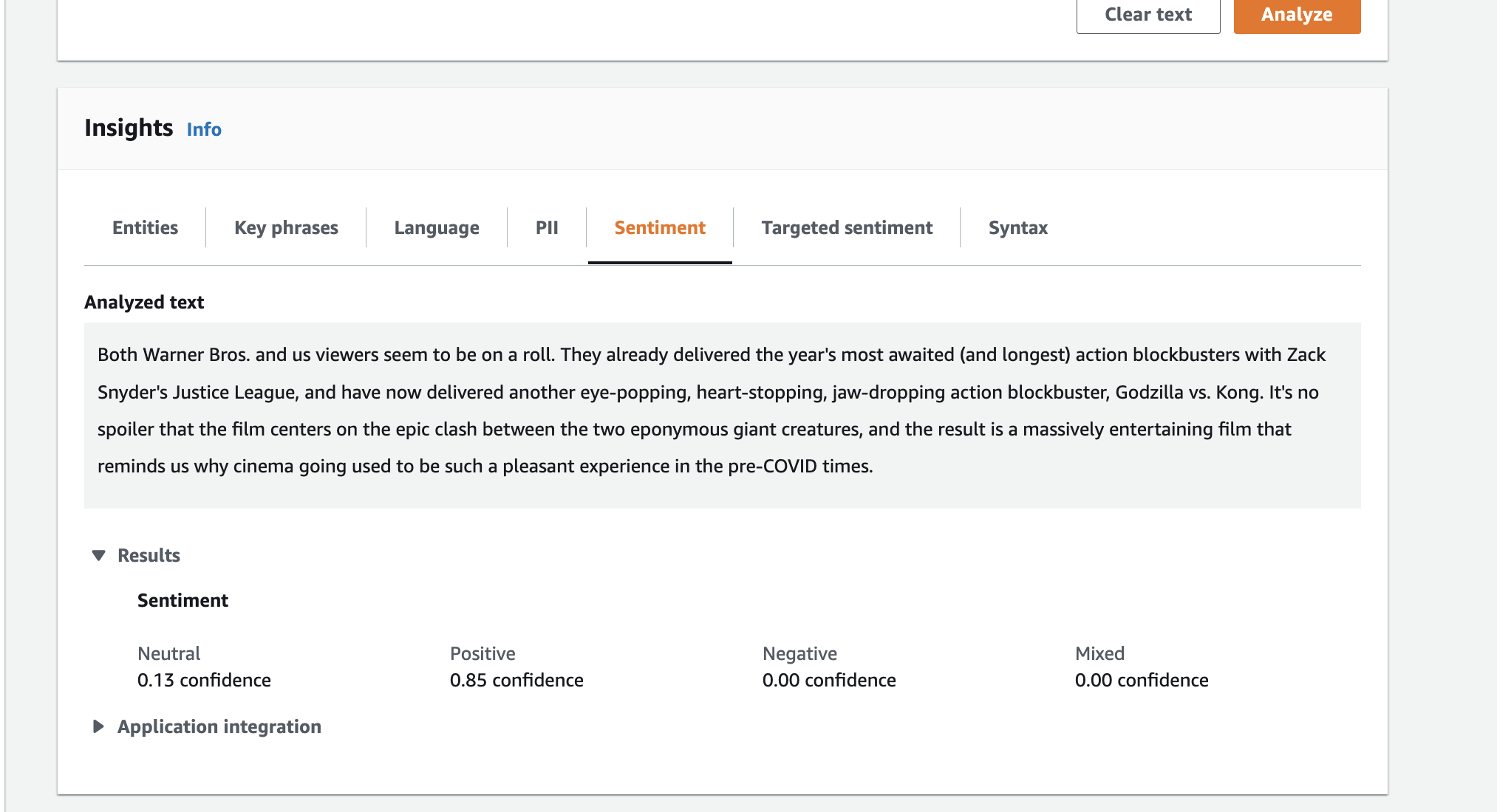I tried to Analyze insights in text of a movie review with Amazon Comprehend | DevelopersIO