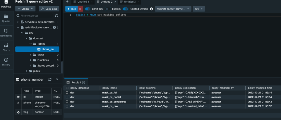 Redshiftの動的データマスキング(DDM)の機能を試してみた(Preview) #reinvent | DevelopersIO