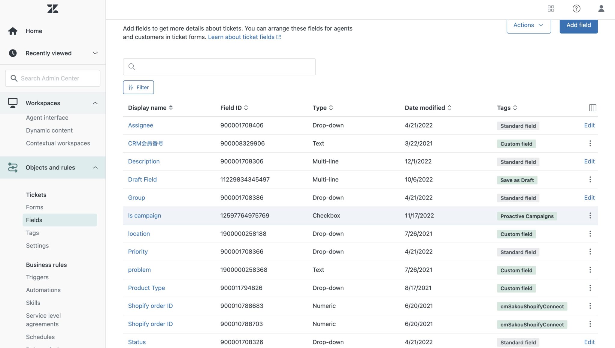 Creating a new ticket field in Zendesk. | DevelopersIO