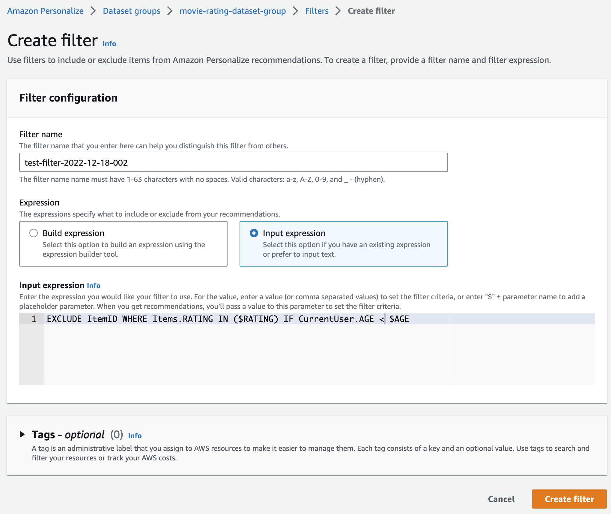 Amazon Personalizeの動的なレコメンデーションフィルターで範囲クエリを適用してみる | DevelopersIO