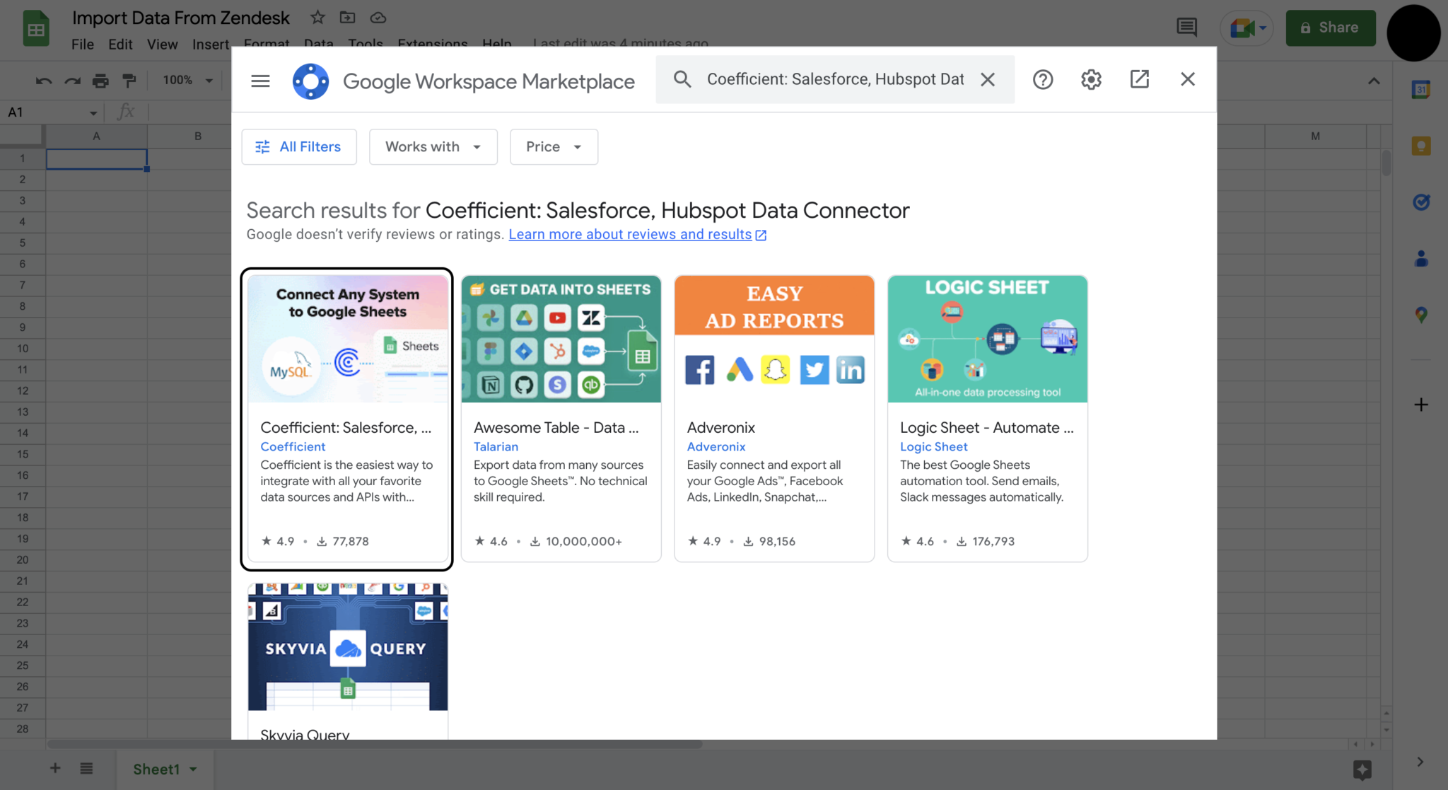I tried Importing Data from Zendesk to Google Sheets using Coefficient | DevelopersIO