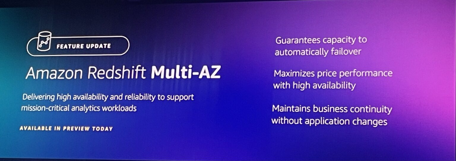 [Update] AWS Announces Amazon Redshift Multi-AZ Deployment#reInvent | DevelopersIO