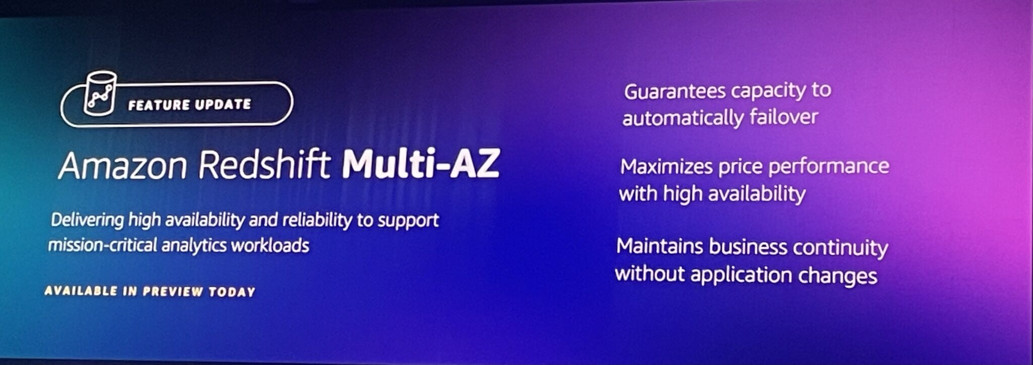 [Update] AWS Announces Amazon Redshift Multi-AZ Deployment#reInvent | DevelopersIO