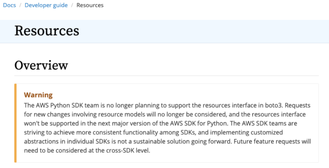 AWS Python SDK(boto3)のリソース・インターフェースが改修凍結されました | DevelopersIO
