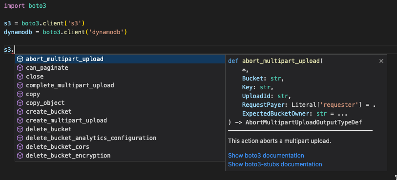 Boto3の補完を可能にするboto3-stubsを使ってみる | DevelopersIO