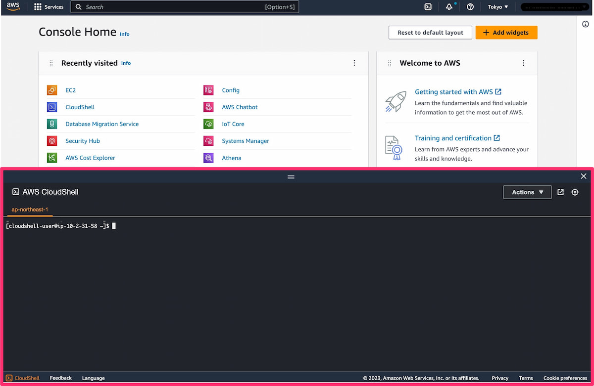 AWS CloudShellをマネジメントコンソールと同じ画面で操作できるようになりました！ | DevelopersIO