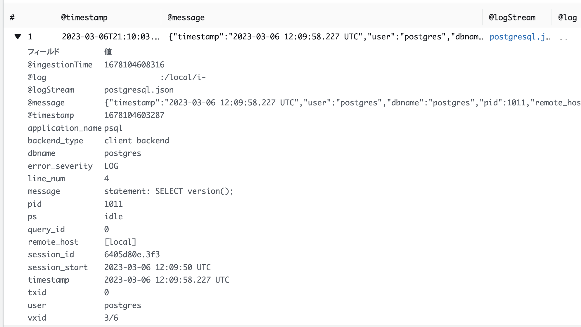 JSON出力に対応したPostgreSQL 15のログをCloudWatch Logs Insightで検索する | DevelopersIO