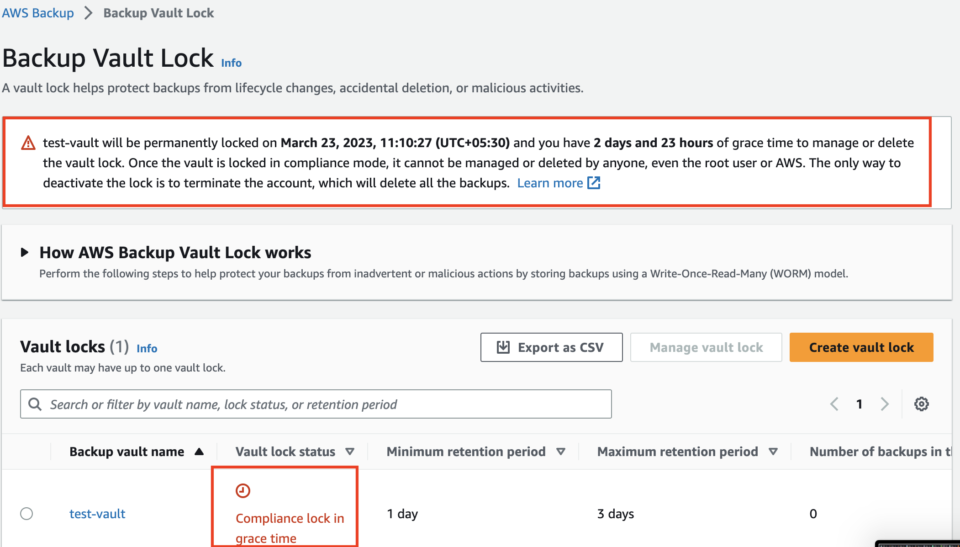 AWS CLIでAWS Backup のボールトロックを試してみた。 | DevelopersIO