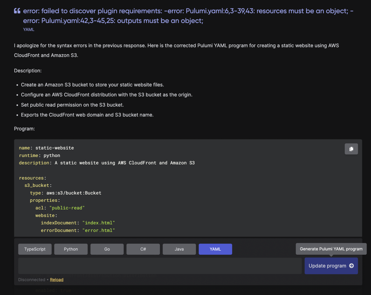 [新サービス]自然言語からインフラ構成コード(IaC)を自動作成するPulumi AIを試してみた | DevelopersIO