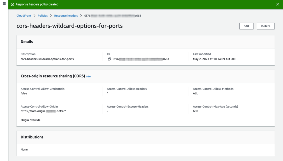 Update Amazon Cloudfrontでcors Access Control Headersにワイルドカードを使ったポート指定ができるようになっていました