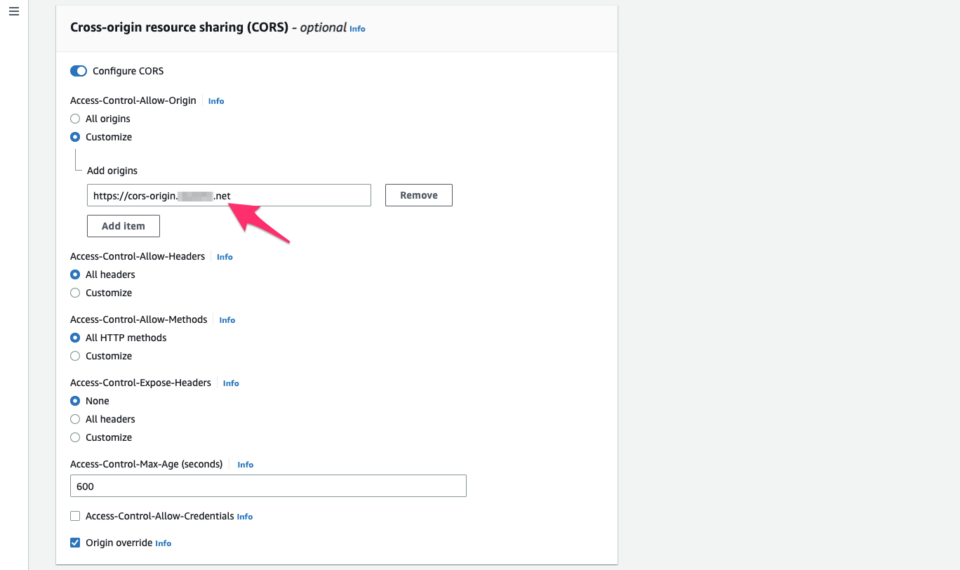 [update] Amazon CloudFrontでCORS access-control headersにワイルドカードを使ったポート指定ができるようになっていました ...