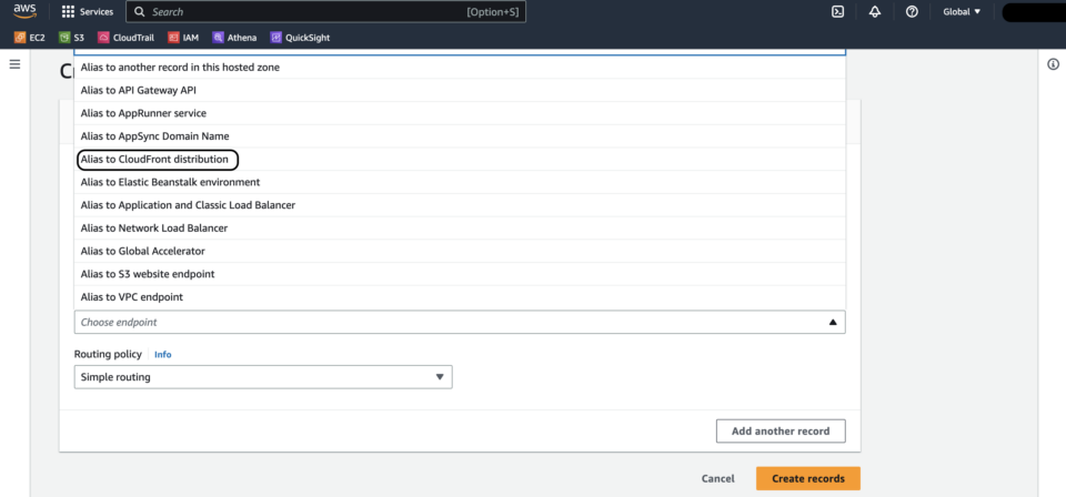 I Registered a domain through Route 53 and routed traffic from it to Cloudfront distribution ...