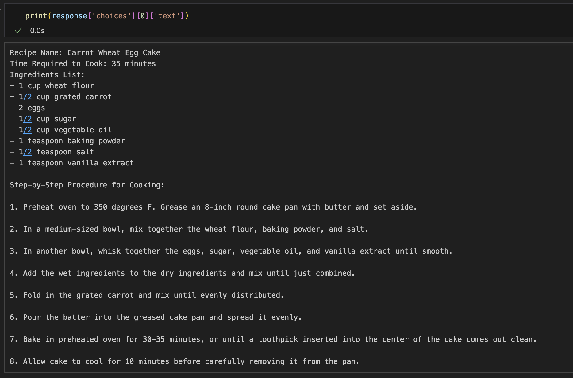Using OpenAI and Dalle to generate a recipe and Image for the list of ...