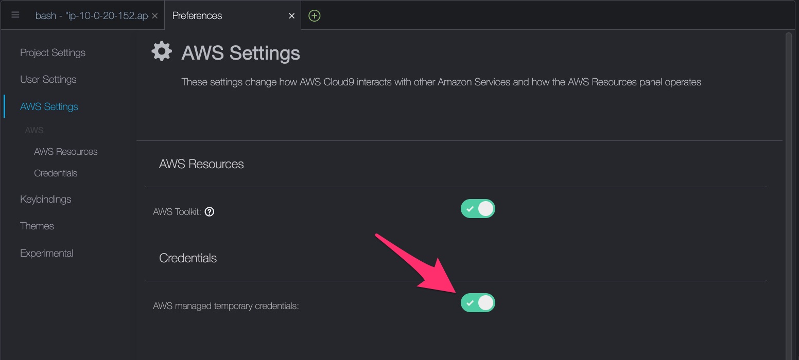 AWS Cloud9 で AWS CLI の実行がエラーになったときの対処方法 | DevelopersIO