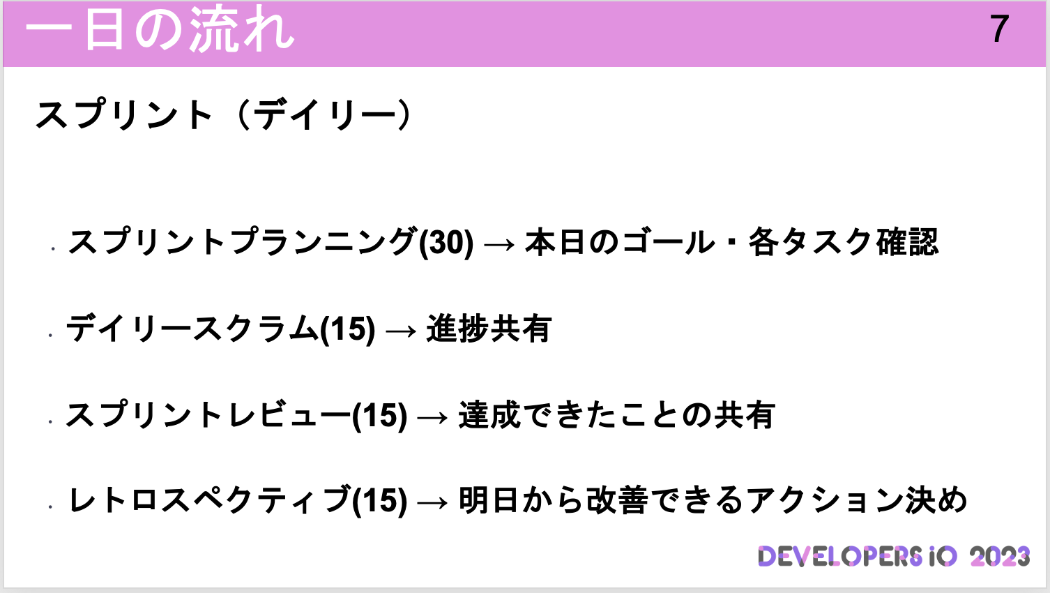 [登壇レポート]「成果報告！〜23年新卒ズがスクラム開発やってみた〜」というタイトルでDevelopersIO2023に登壇しました！ | DevelopersIO