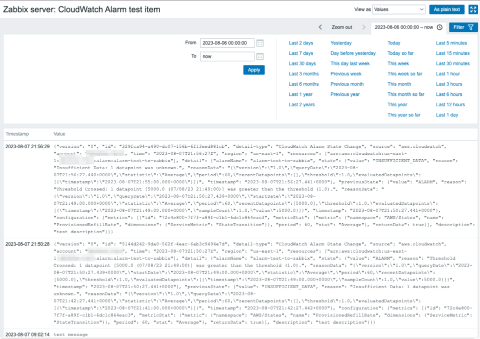 CloudWatchアラームのイベントをZabbixに連携させてみた | DevelopersIO