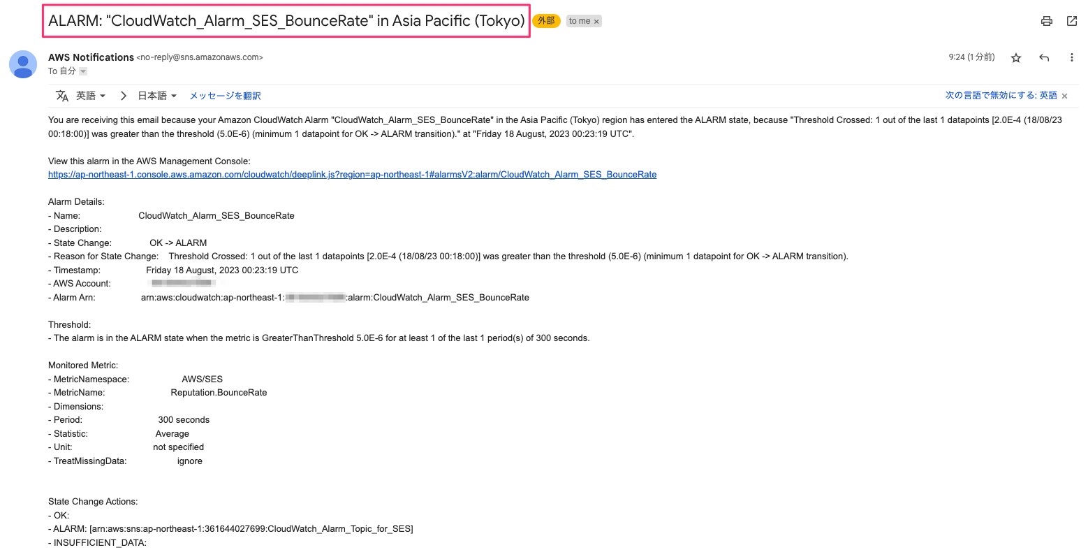 SESのバウンス率・苦情率を監視するためのCloudWatch Alarmを作成してみた | DevelopersIO