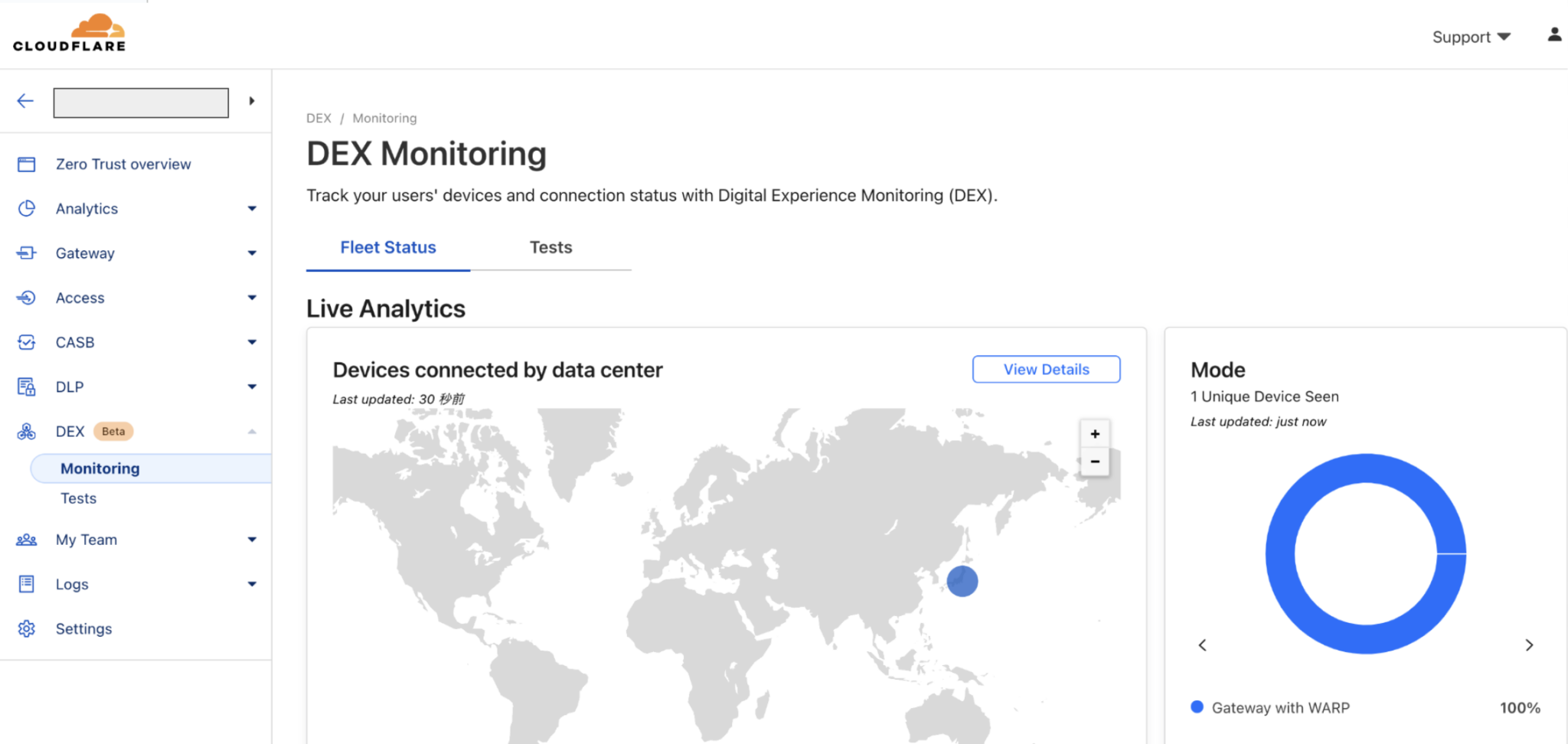 Cloudflare Zero Trust 〜DEXのFleet Statusを使ってみた〜 | DevelopersIO